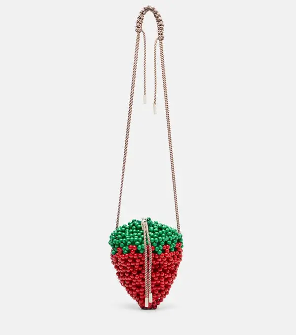 ALEMAIS Alémais Strawberry Mini Beaded Crossbody Bag - Red