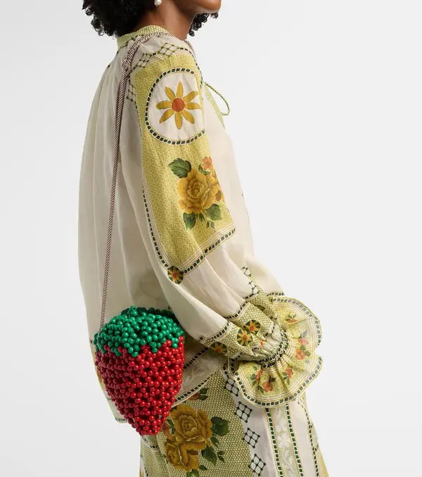 ALEMAIS Alémais Strawberry Mini Beaded Crossbody Bag
