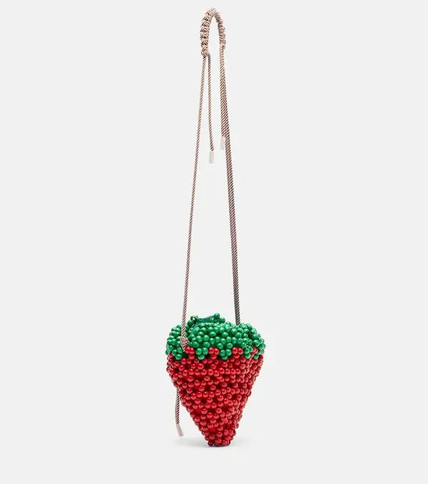 ALEMAIS Alémais Strawberry Mini Beaded Crossbody Bag