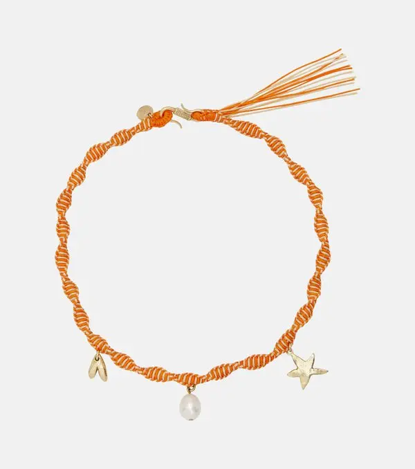 ALEMAIS Alémais Calypso Macramé Charm Necklace - Orange