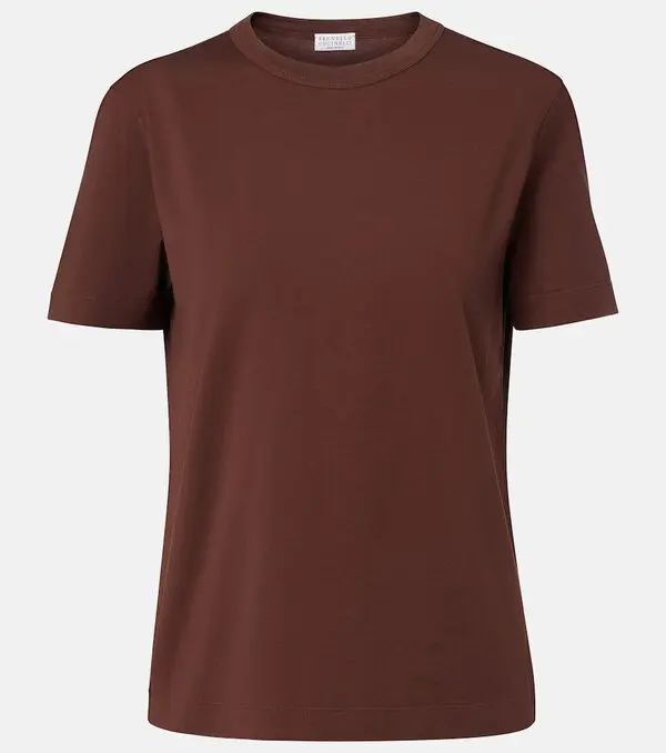 Brunello Cucinelli Monili Cotton Jersey T-shirt - Brown
