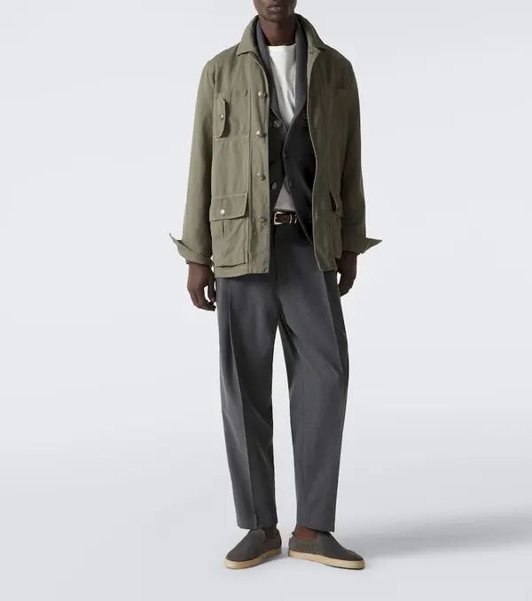 Brunello Cucinelli Jute-trimmed Suede Slip-on Shoes