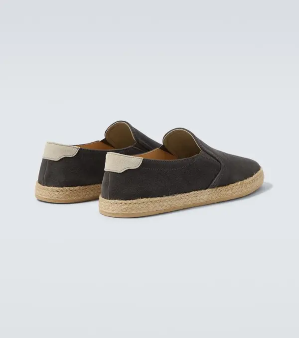 Brunello Cucinelli Jute-trimmed Suede Slip-on Shoes