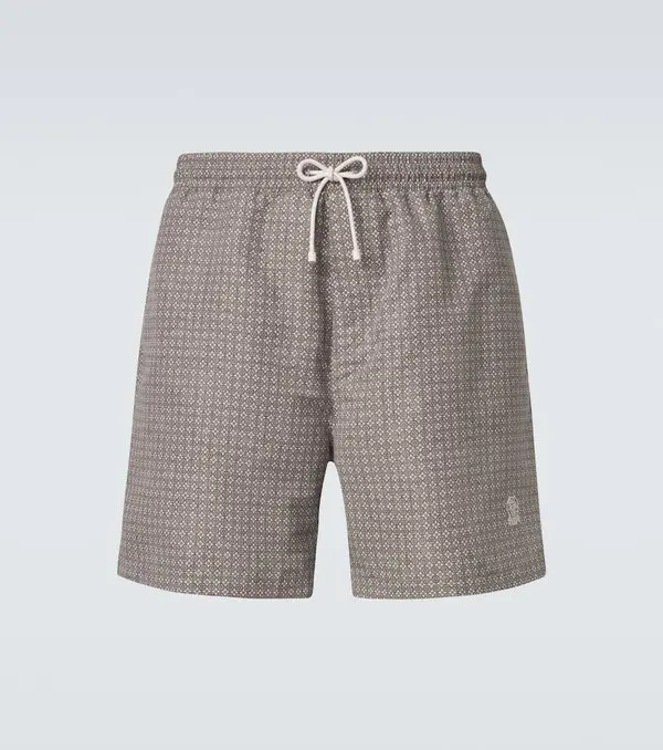 Brunello Cucinelli Logo Swim Trunks - Blue