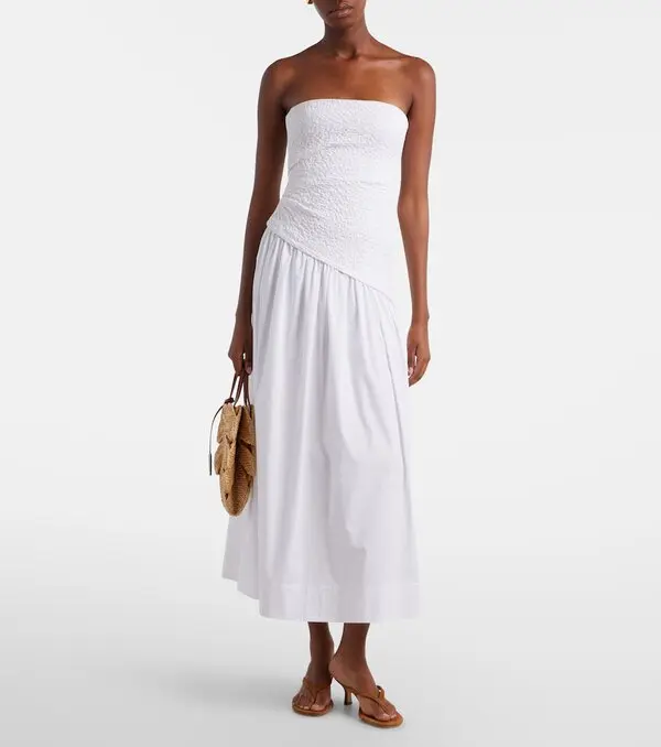 Staud Palm Leather-trimmed Raffia Top-handle Bag - Beige