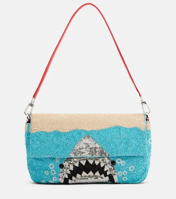 Staud Tommy Beaded Shoulder Bag - Blue