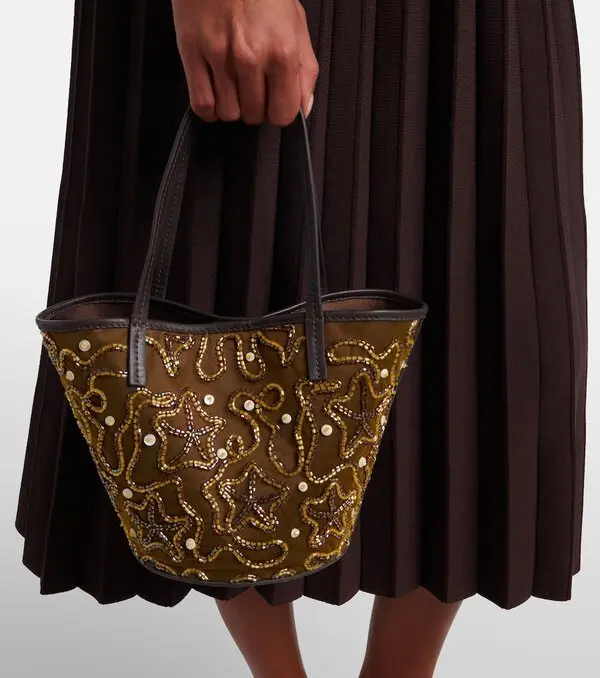 Staud Caro Embellished Canvas Tote Bag