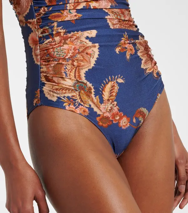 Zimmermann Aster Printed Halterneck Swimsuit - Blue