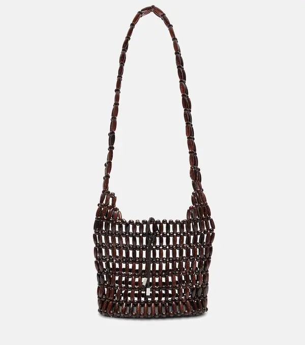 Staud Cornado Beaded Crossbody Bag - Brown