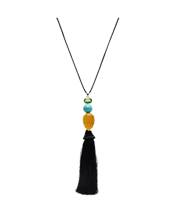 JENNIFER BEHR Izzie Tassel Embellished Necklace - Black