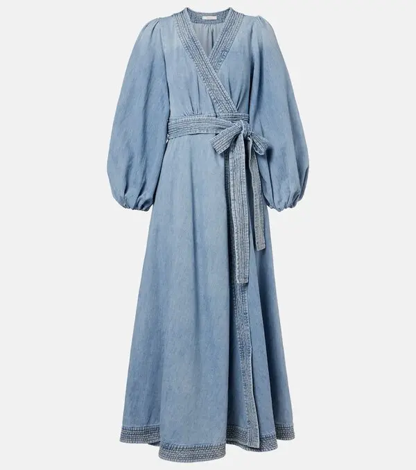 Zimmermann Indra Denim Wrap Dress - Blue