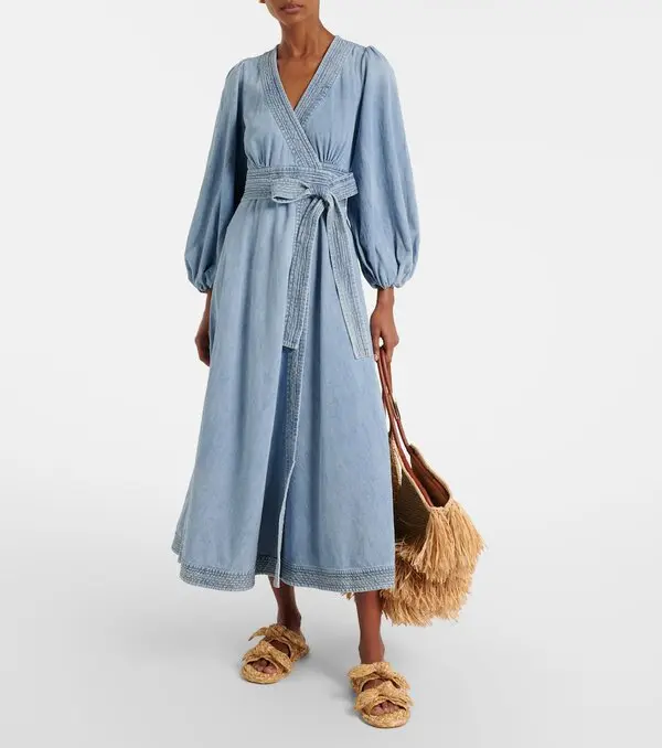 Zimmermann Indra Denim Wrap Dress - Blue
