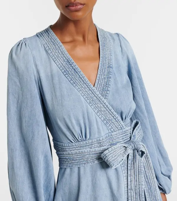 Zimmermann Indra Denim Wrap Dress - Blue