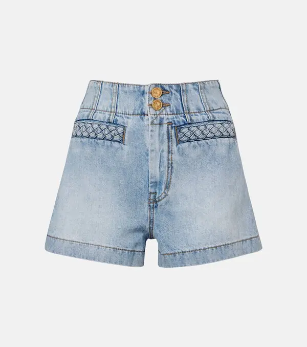 Zimmermann Indra High-rise Denim Shorts - Blue