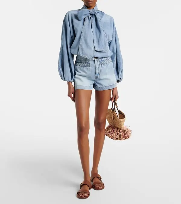 Zimmermann Indra High-rise Denim Shorts - Blue
