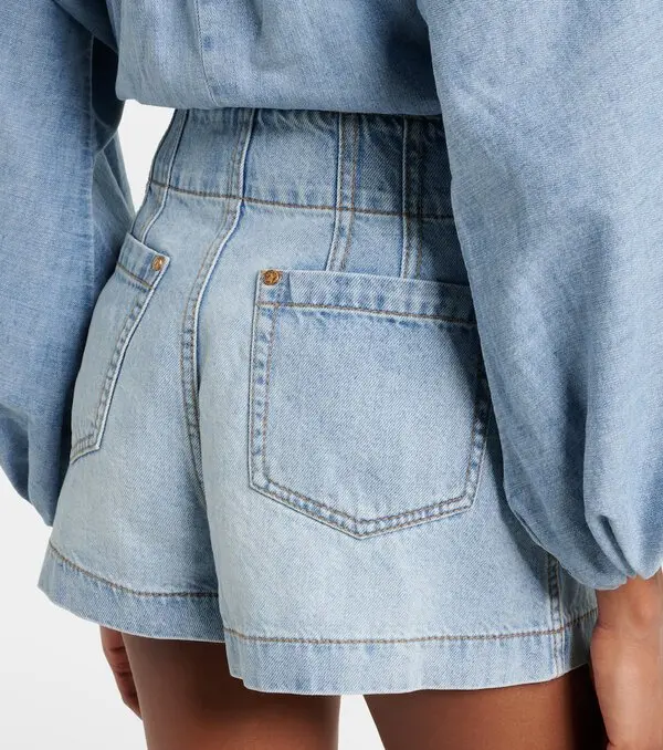 Zimmermann Indra High-rise Denim Shorts - Blue