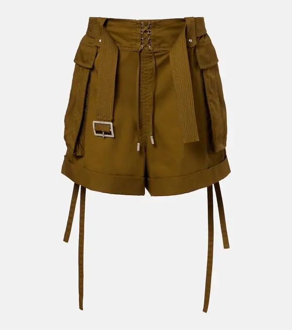 Alexander McQueen Belted Cotton Shorts - Green