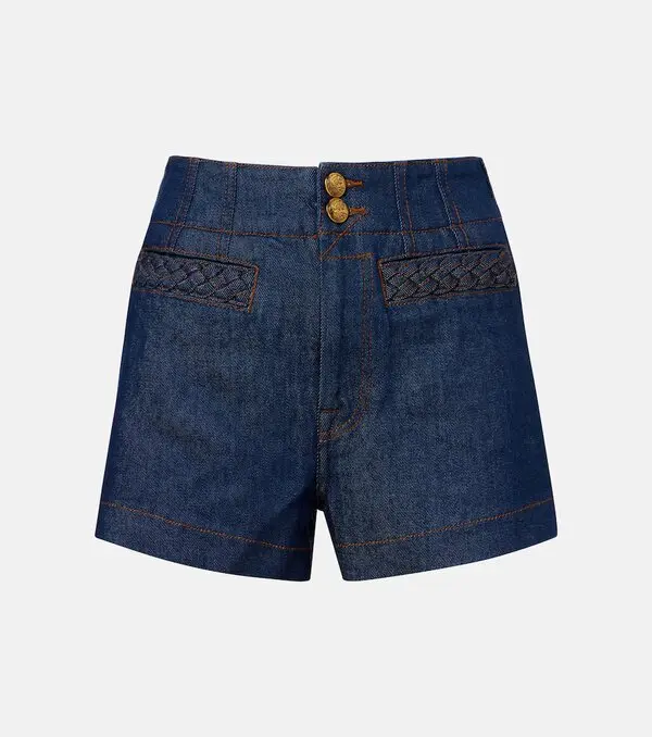 Zimmermann Aster High-rise Denim Shorts - Blue