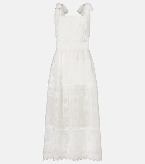 Zimmermann Aster Lace-trimmed Midi Dress - White