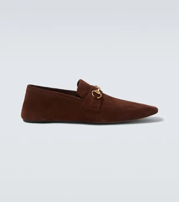 Gucci Ragazzo Horsebit Suede Loafers - Brown