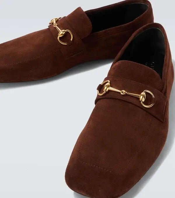 Gucci Ragazzo Horsebit Suede Loafers - Brown