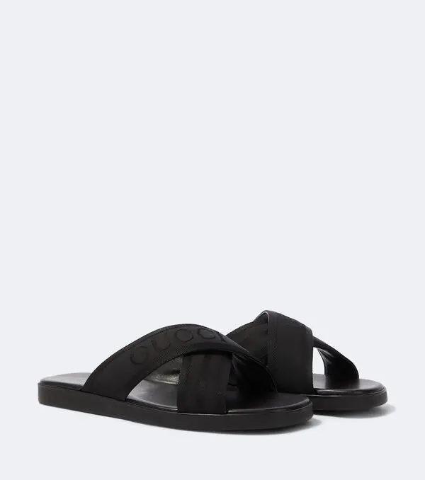 Gucci Logo Jacquard Sandals - Black