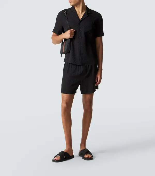 Gucci Logo Jacquard Sandals - Black