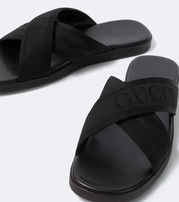 Gucci Logo Jacquard Sandals - Black