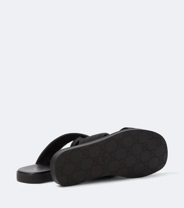 Gucci Logo Jacquard Sandals - Black