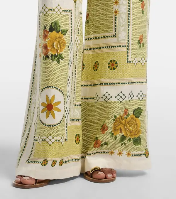 ALEMAIS Alémais Dixie Printed Linen Wide-leg Pants
