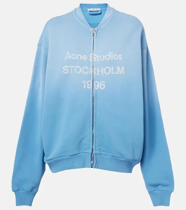 Acne Studios Oversized Cotton-blend Zip-up Sweatshirt - Blue