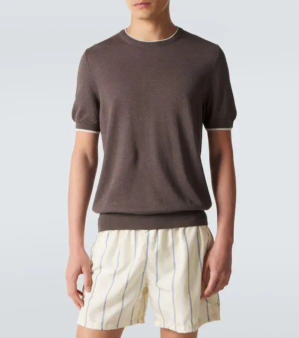 Fedeli Linen And Cotton Sweater - Brown