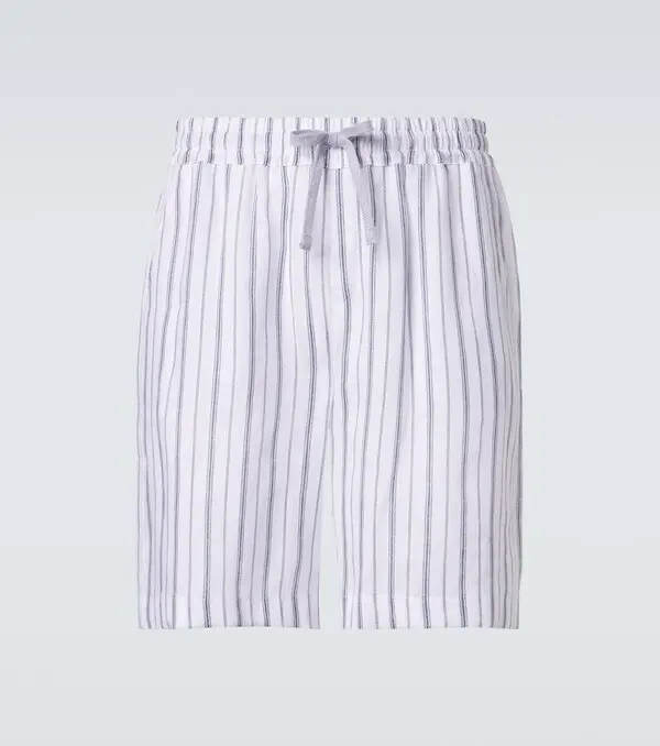 Fedeli Striped Linen Bermuda Shorts - White
