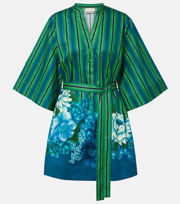 ALEMAIS Alémais Margo Belted Printed Cotton Shirt Dress - Green