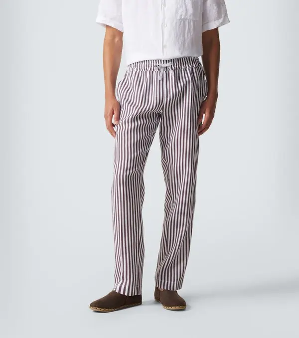 Fedeli Striped Linen Straight Pants