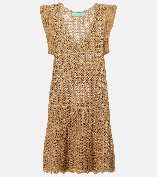 Melissa Odabash Annalise Crochet Lamé Minidress - Gold