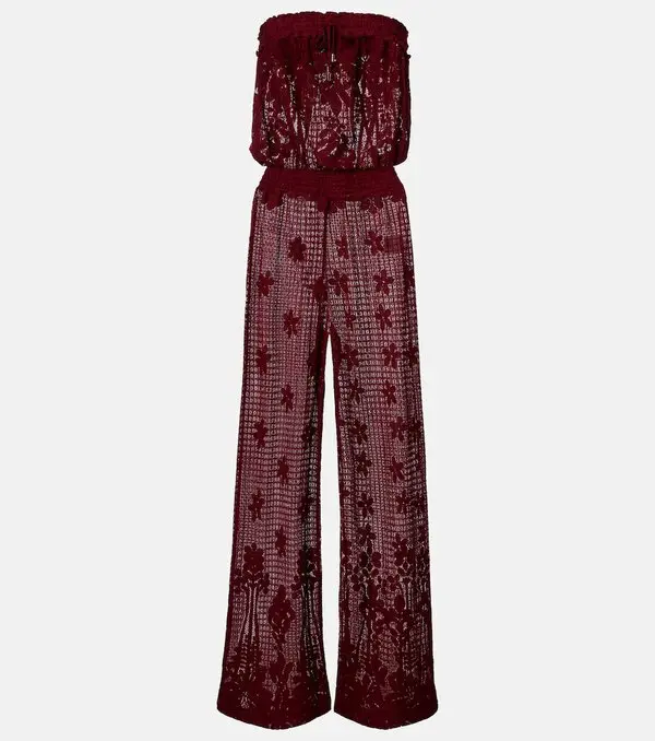 Melissa Odabash Viv Cotton-blend Lace Jumpsuit - Burgundy