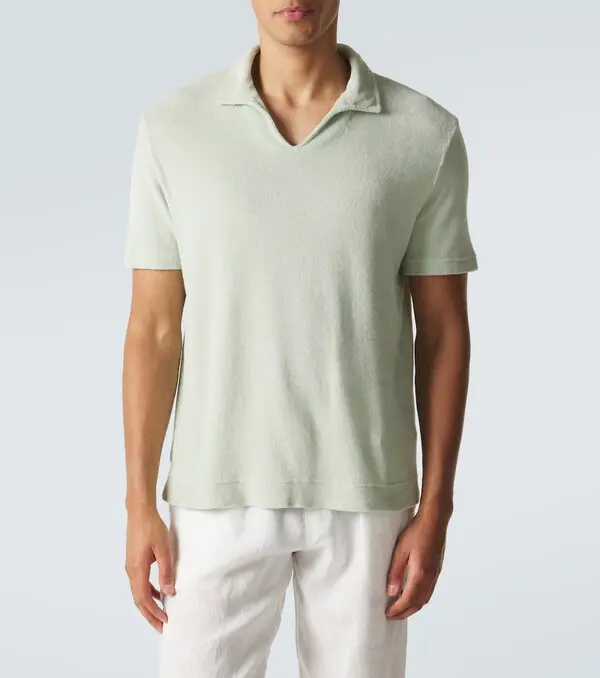 Thom Sweeney Cotton Terry Polo Shirt - Green