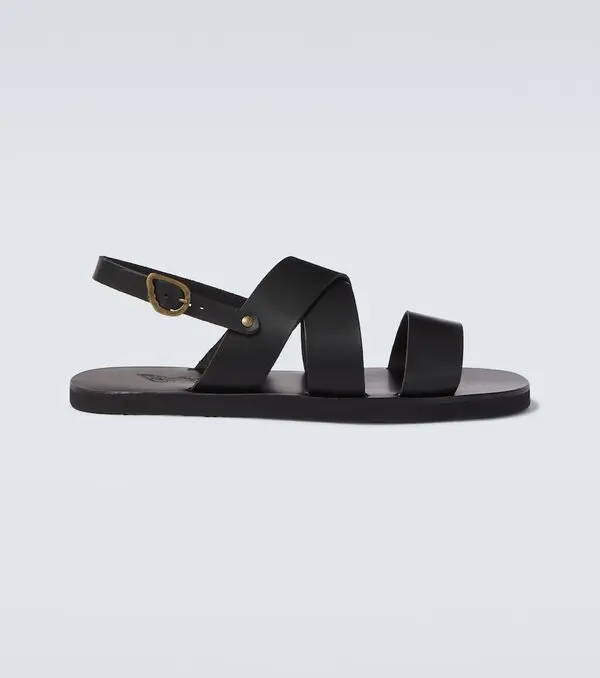 ANCIENT GREEK SANDALS Miltos Leather Slingback Sandals - Black