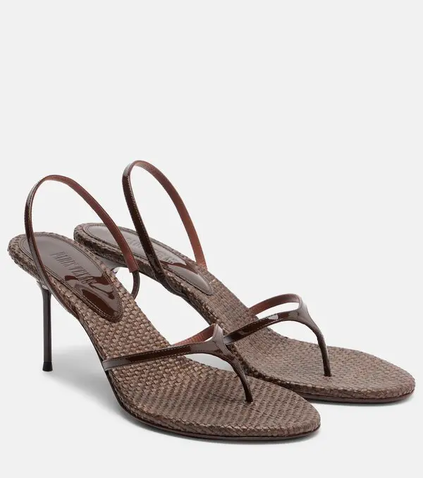 Paris Texas Lidia Patent Leather Thong Sandals - Brown
