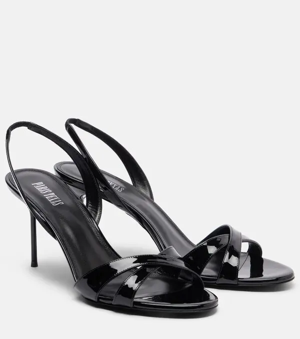 Paris Texas Lidia Patent Leather Slingback Sandals - Black