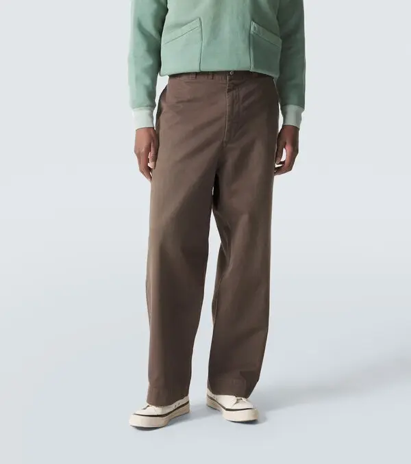 A.PRESSE Vintage Cotton Wide-leg Pants - Brown