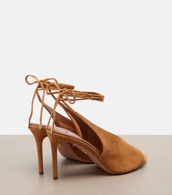 AQUAZZURA Suede Peep-toe Slingback Pumps