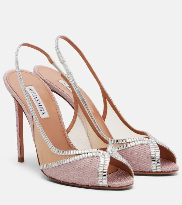 AQUAZZURA Wild Aurora Embellished Slingback Sandals - Pink