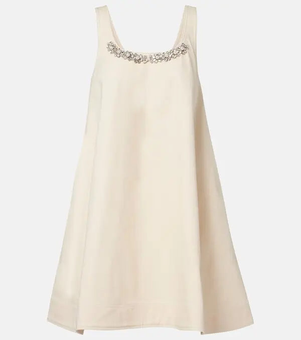 Simone Rocha Embellished Cotton Minidress - Beige