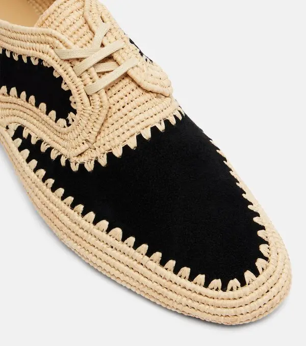 Gabriela Hearst Strength Raffia And Suede Derby Shoes - Black