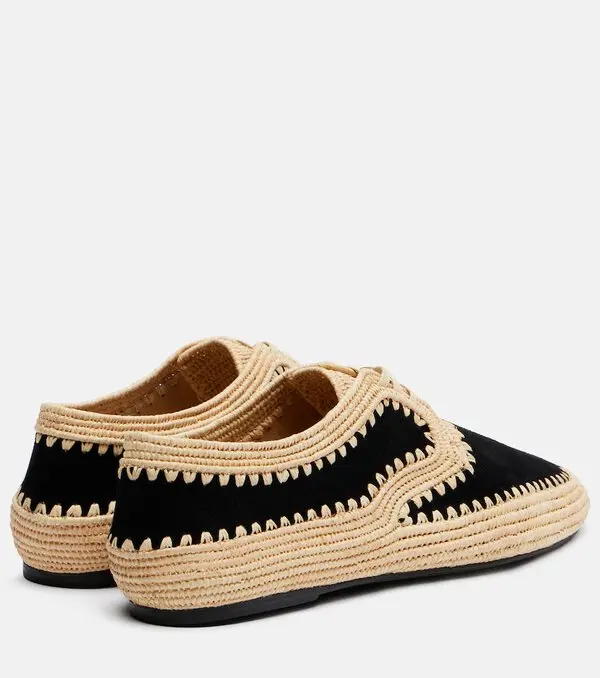 Gabriela Hearst Strength Raffia And Suede Derby Shoes - Black