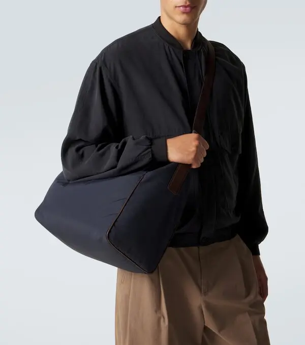 THE ROW Logan E/w Leather-trimmed Crossbody Bag - Blue