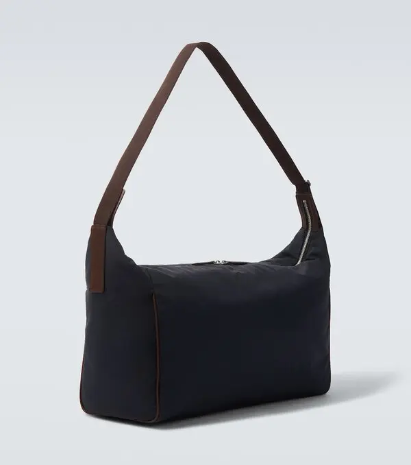 THE ROW Logan E/w Leather-trimmed Crossbody Bag - Blue