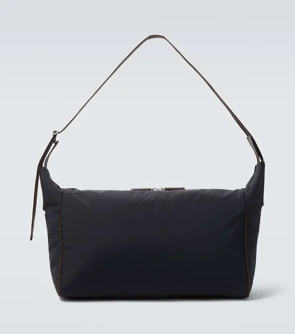 THE ROW Logan E/w Leather-trimmed Crossbody Bag - Blue